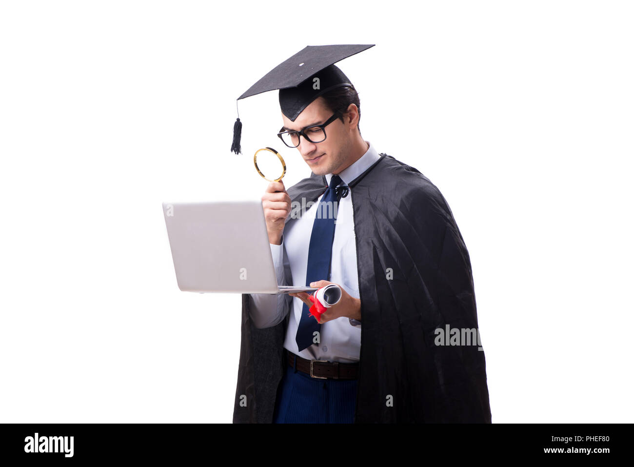 Student graduate isolated on white background Stock Photo - Alamy