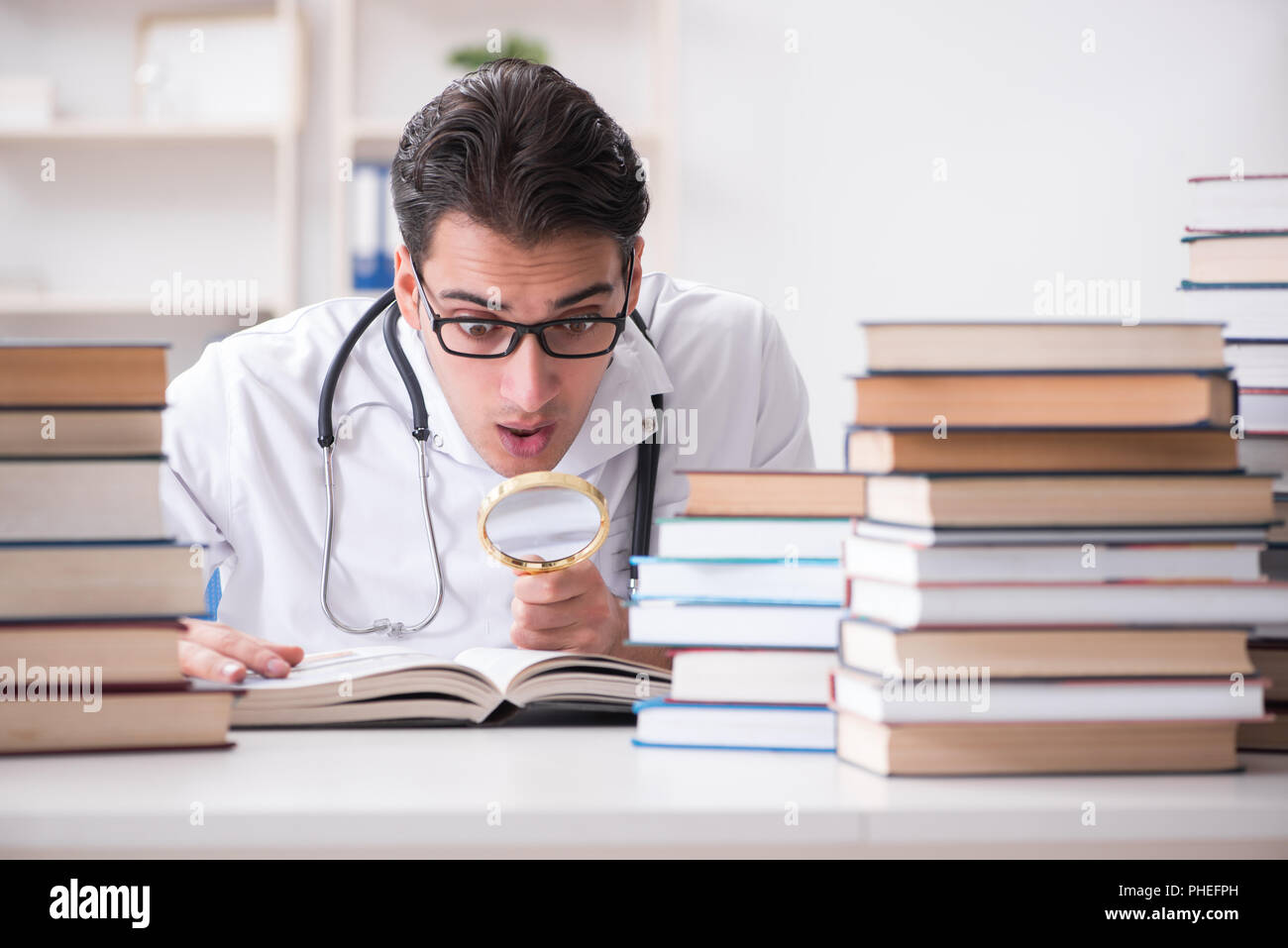 Medical student preparing for university exams Stock Photo - Alamy