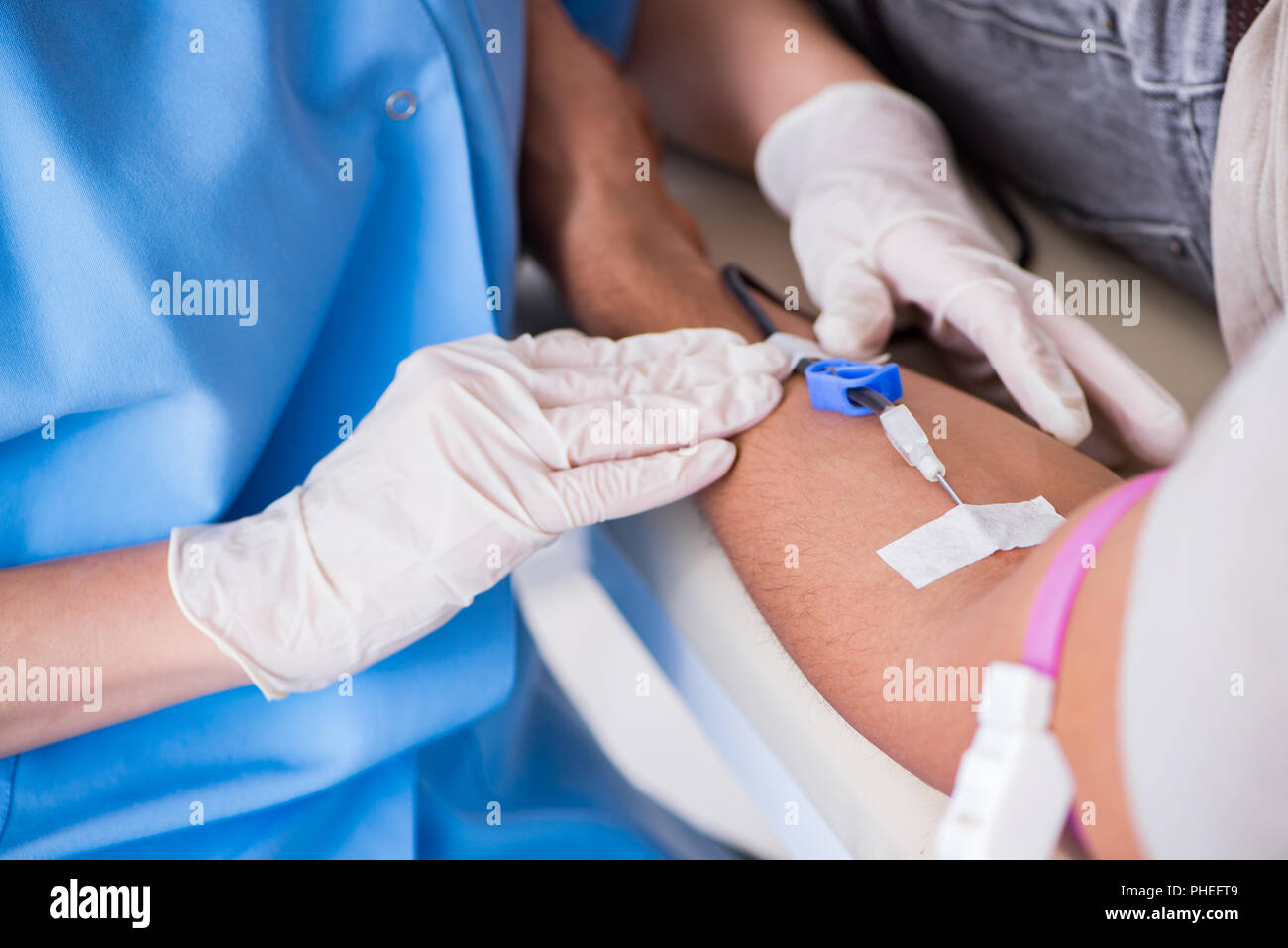 Patient getting blood transfusion in hospital clinic Stock Photo - Alamy