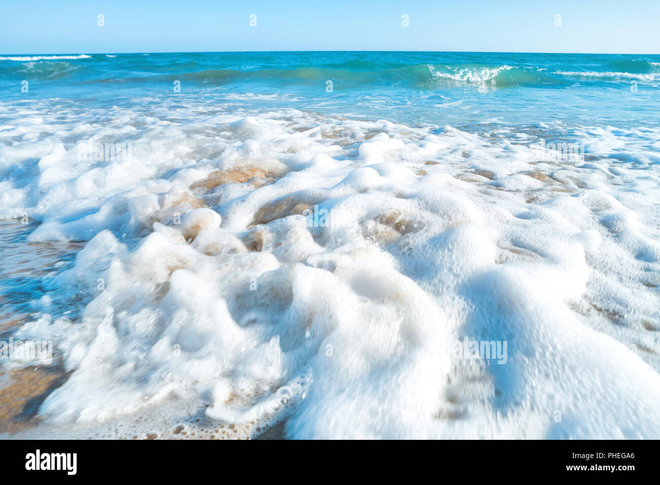 Tropical beach with sand and sea Stock Photo - Alamy