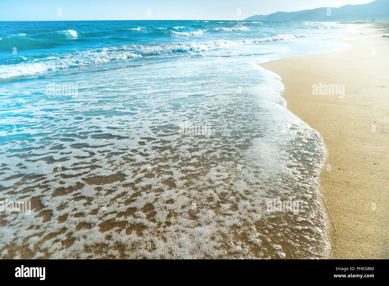 Tropical beach with sand and sea Stock Photo - Alamy