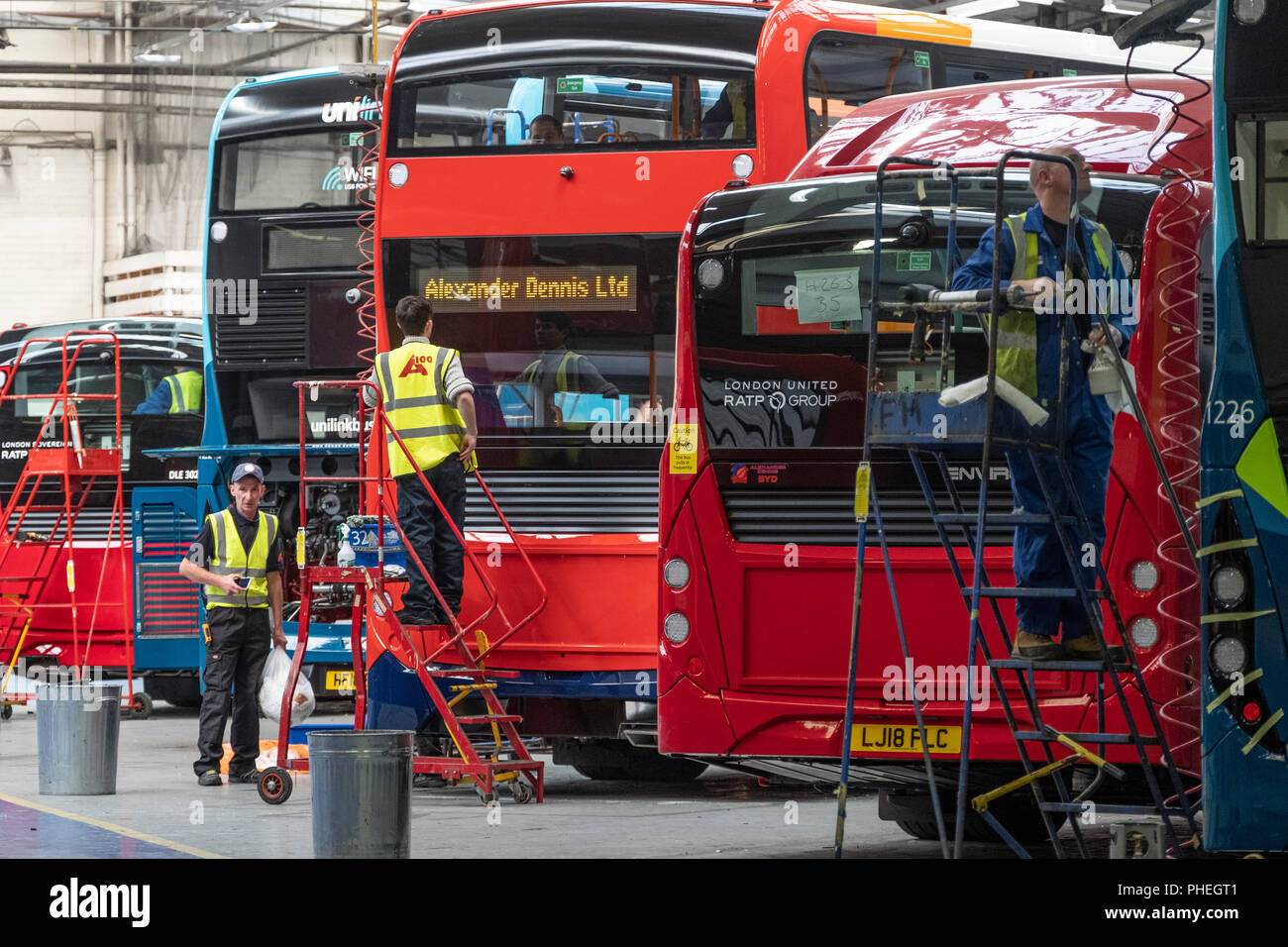Interior of modern bus and coach manufacturing plant by Alexander ...