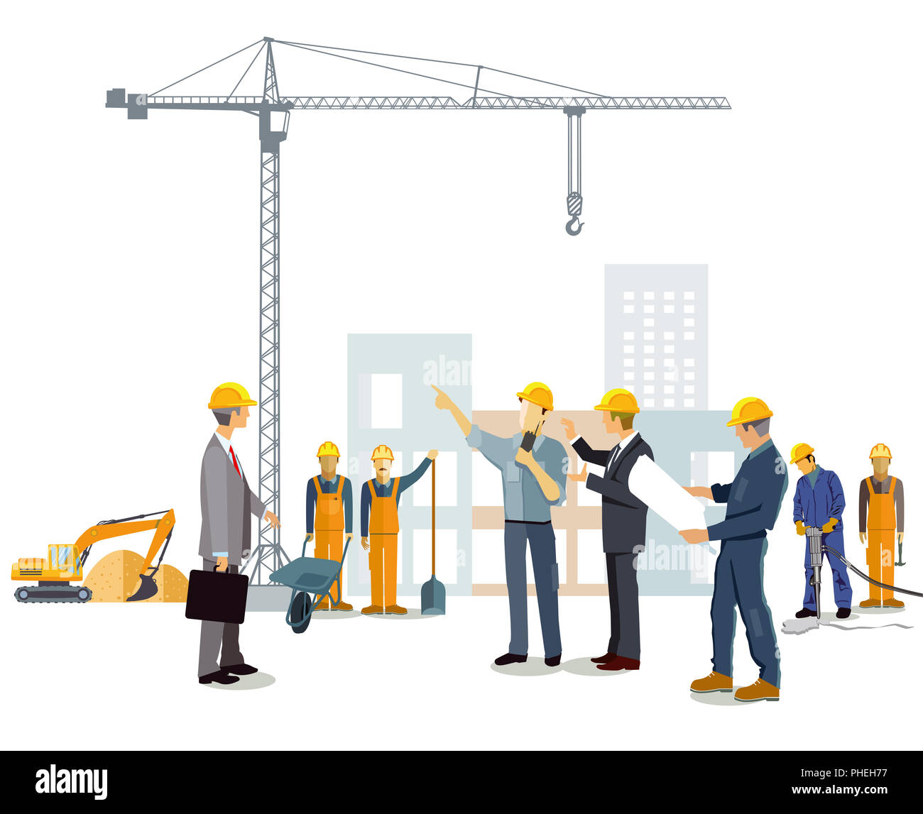 Construction site with architect and builder Stock Photo - Alamy