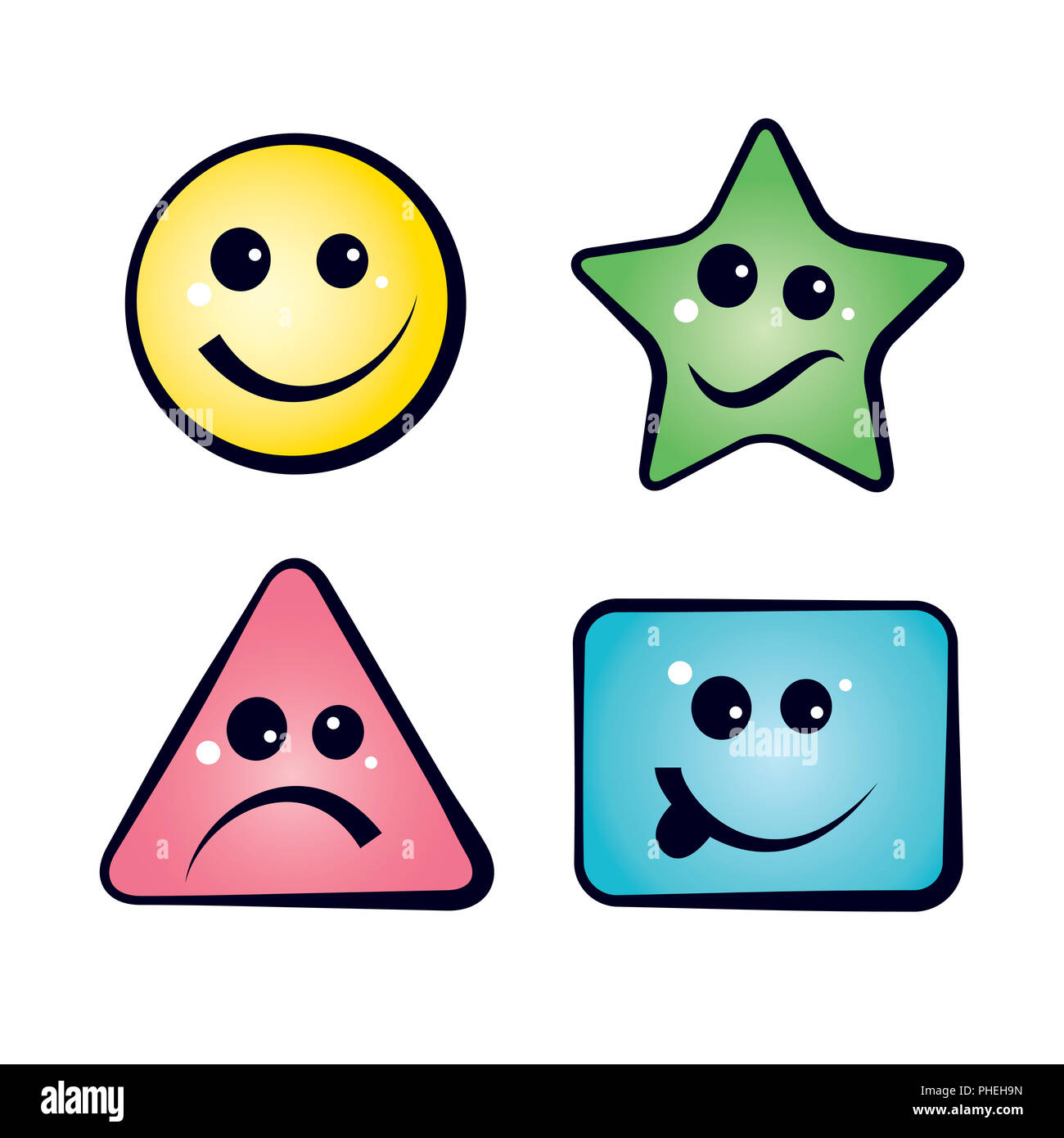 Color Smiley Faces emoji icons Stock Photo - Alamy
