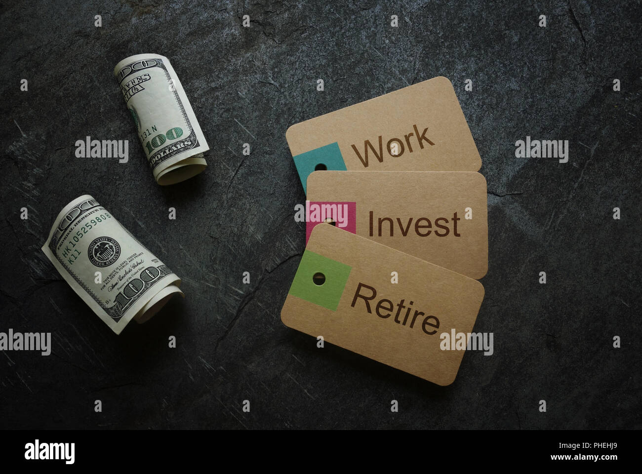 Work Invest and Retire Stock Photo - Alamy