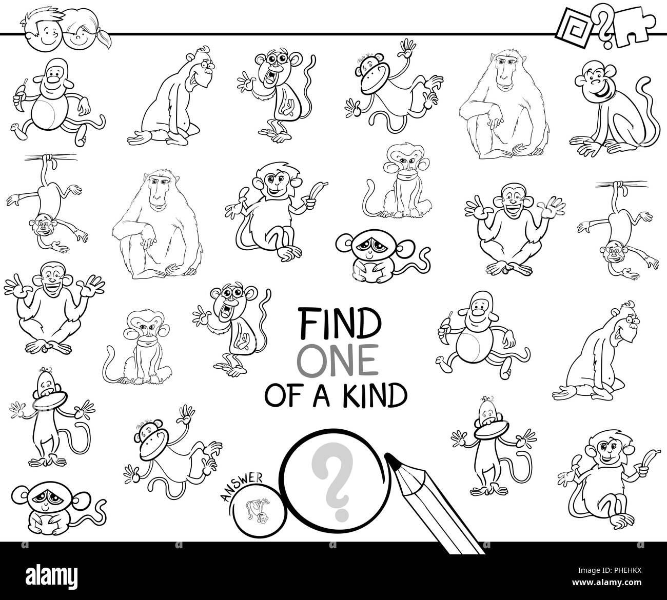 Cartoon Monkey Puzzle Game High Resolution Stock Photography and Images ...