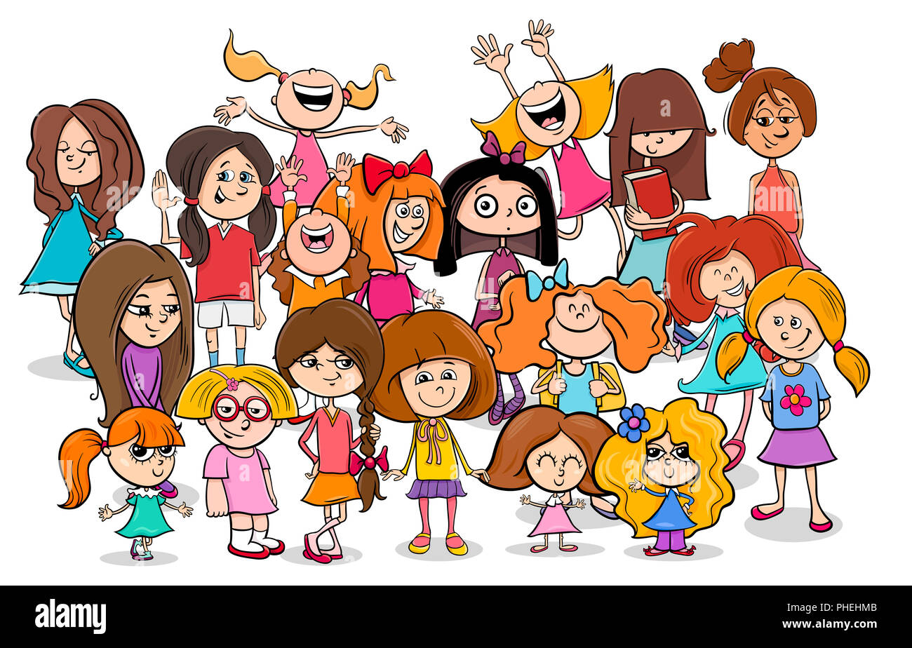 Group Of Girlfriends Cartoon