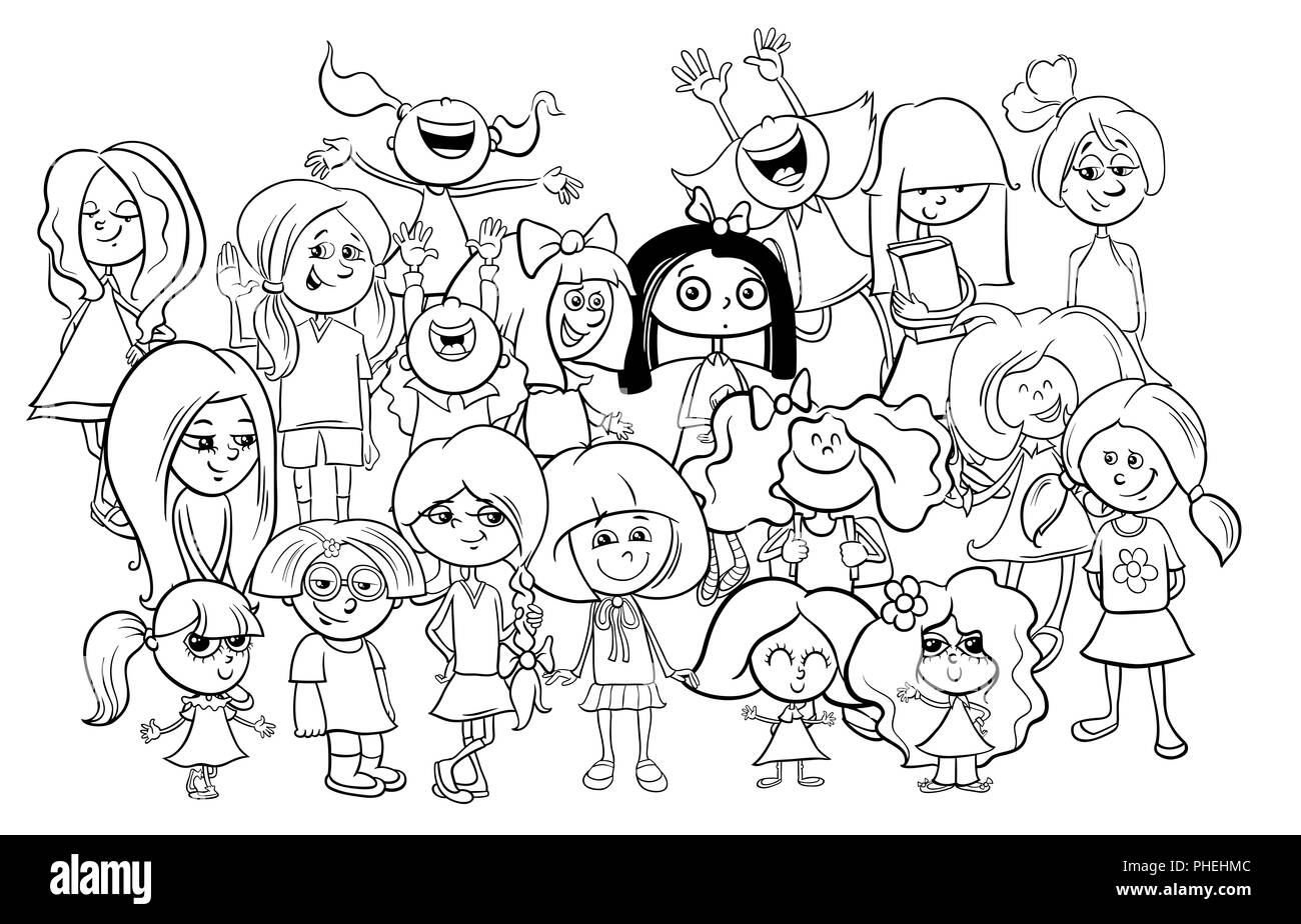 Cartoon characters group Black and White Stock Photos & Images - Alamy