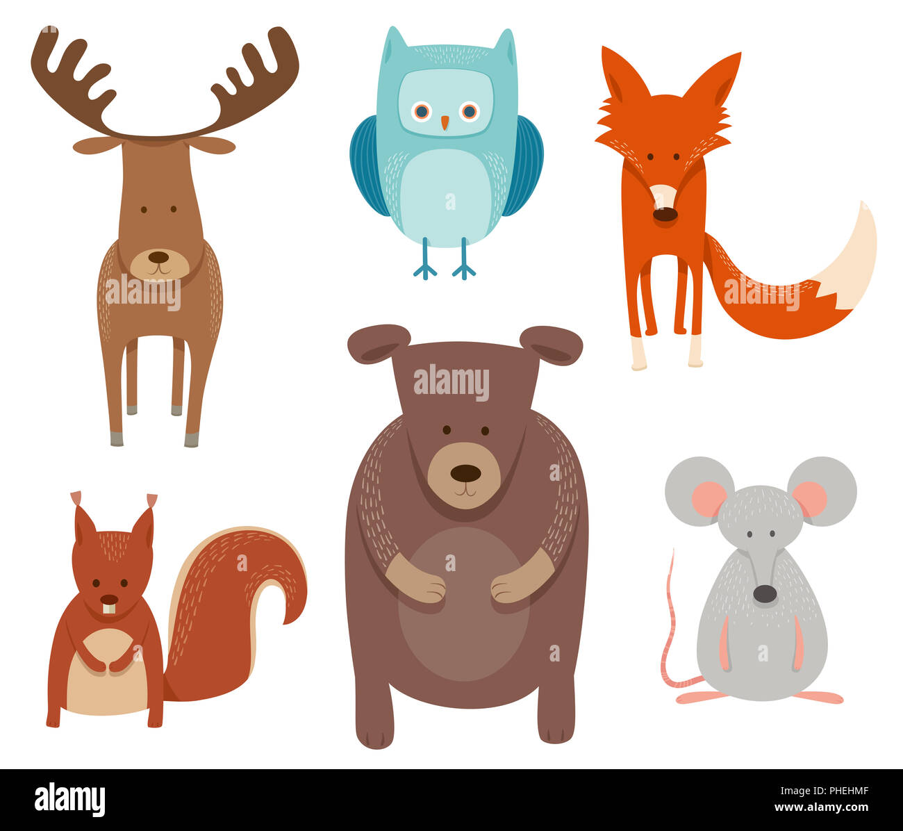 cute cartoon animal characters set Stock Photo - Alamy