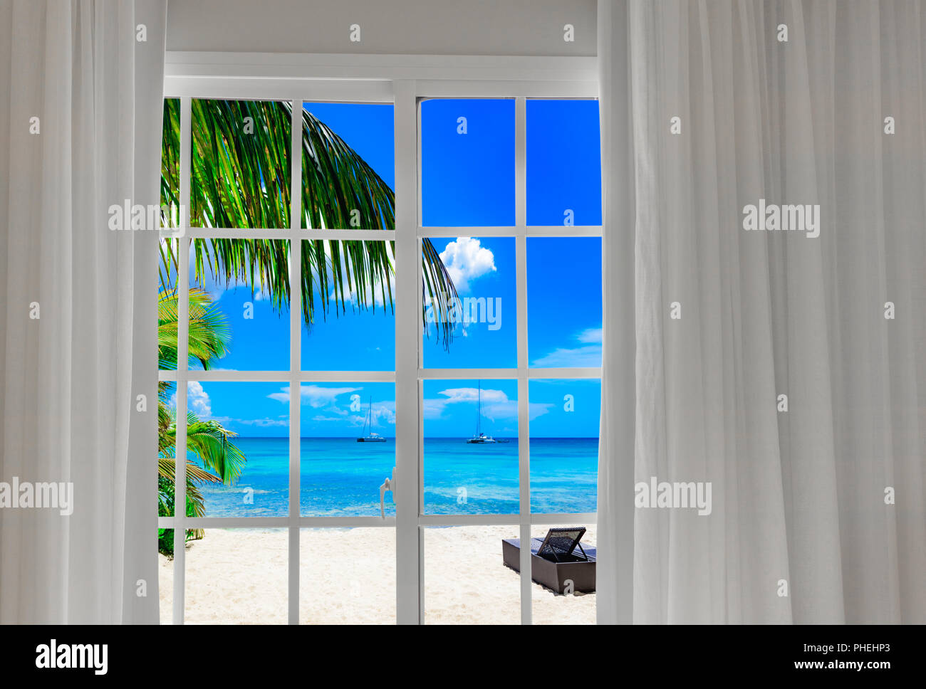 Ocean view window Caribbean Dominican Republic Stock Photo - Alamy