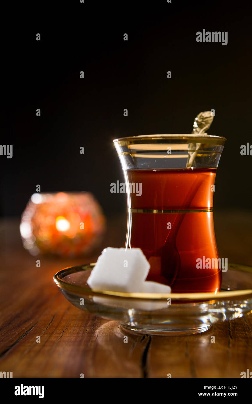 Turkish tea in traditional glass Stock Photo - Alamy