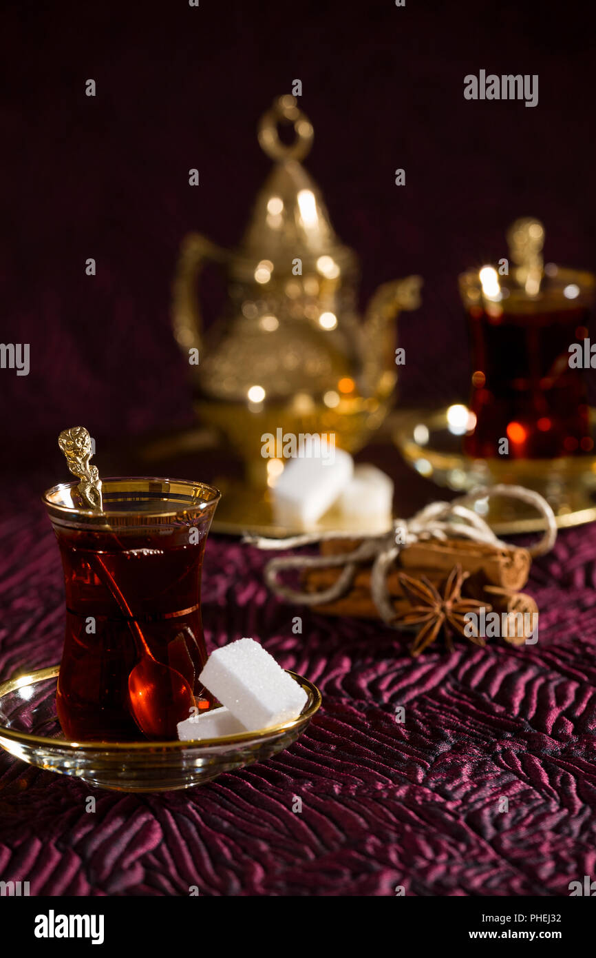 Turkish tea in traditional glass Stock Photo - Alamy