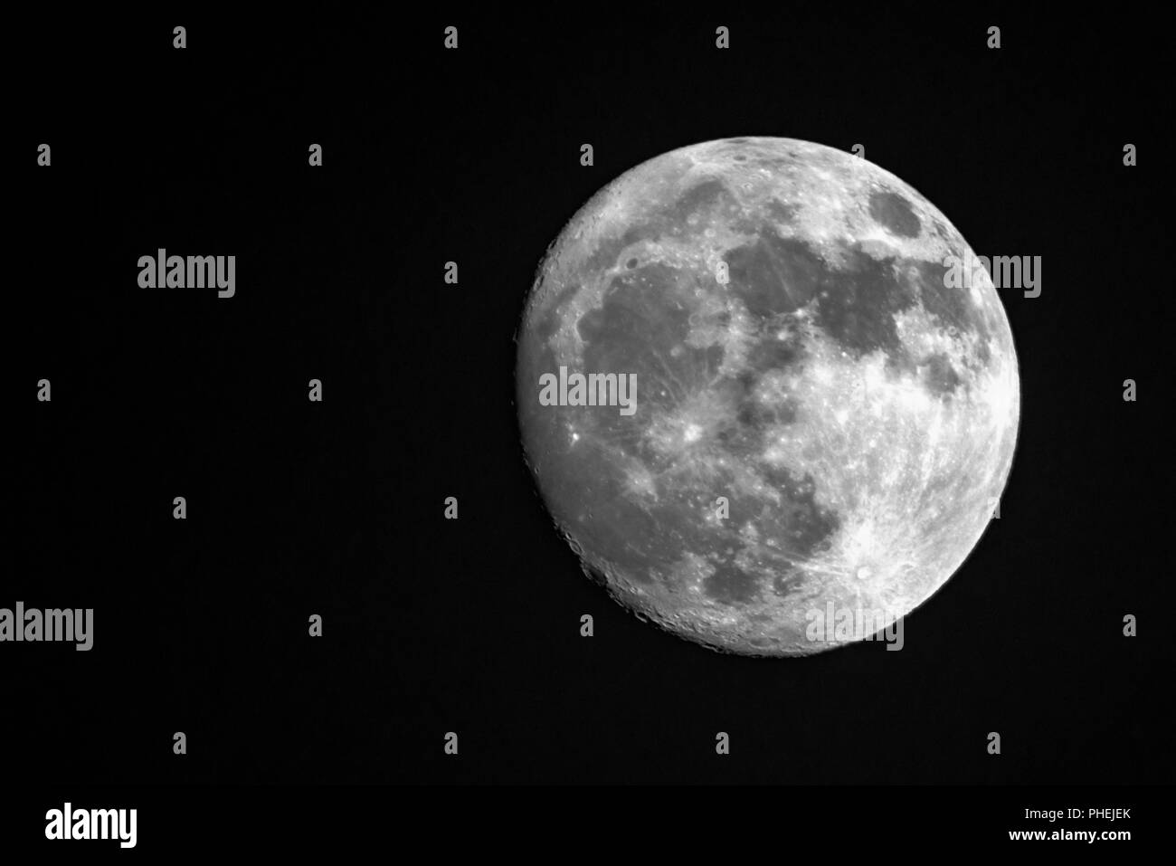 full moon view on clear night sky Stock Photo - Alamy