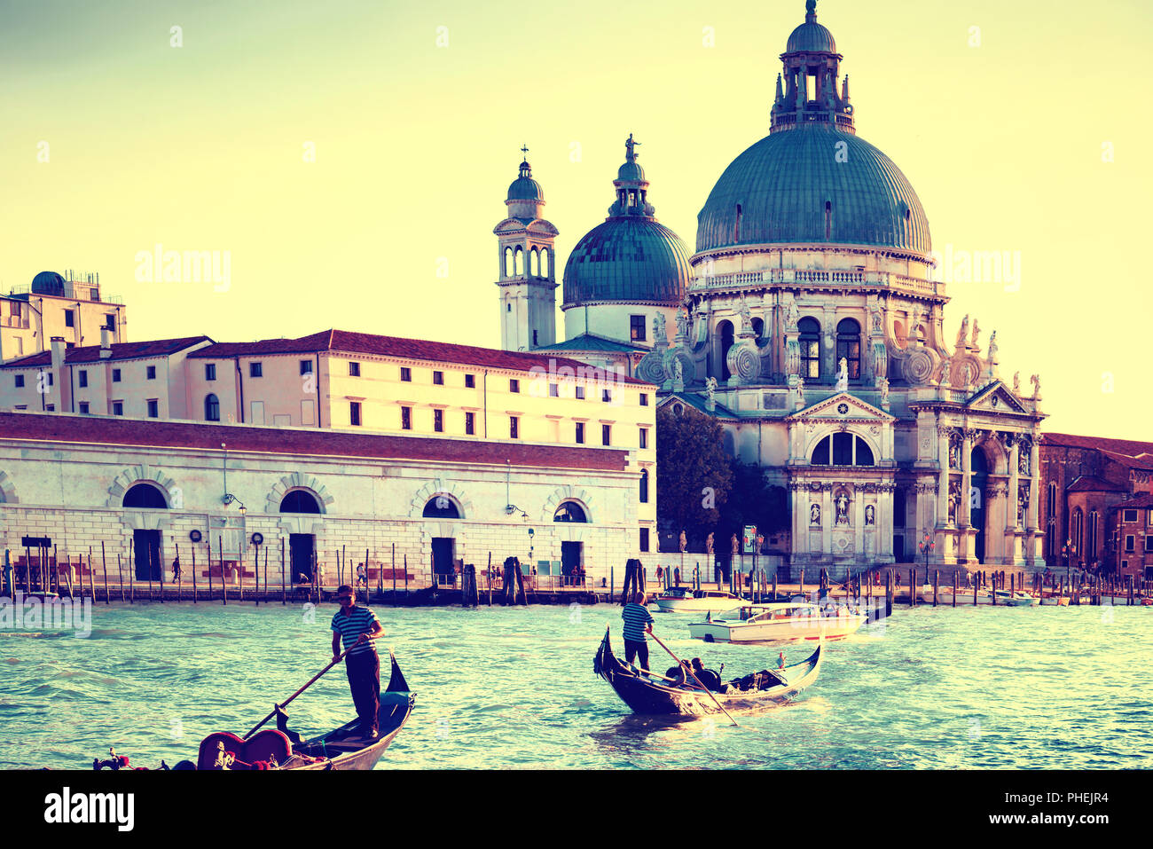 Gondoliers at Grand Canal in Venice Stock Photo - Alamy