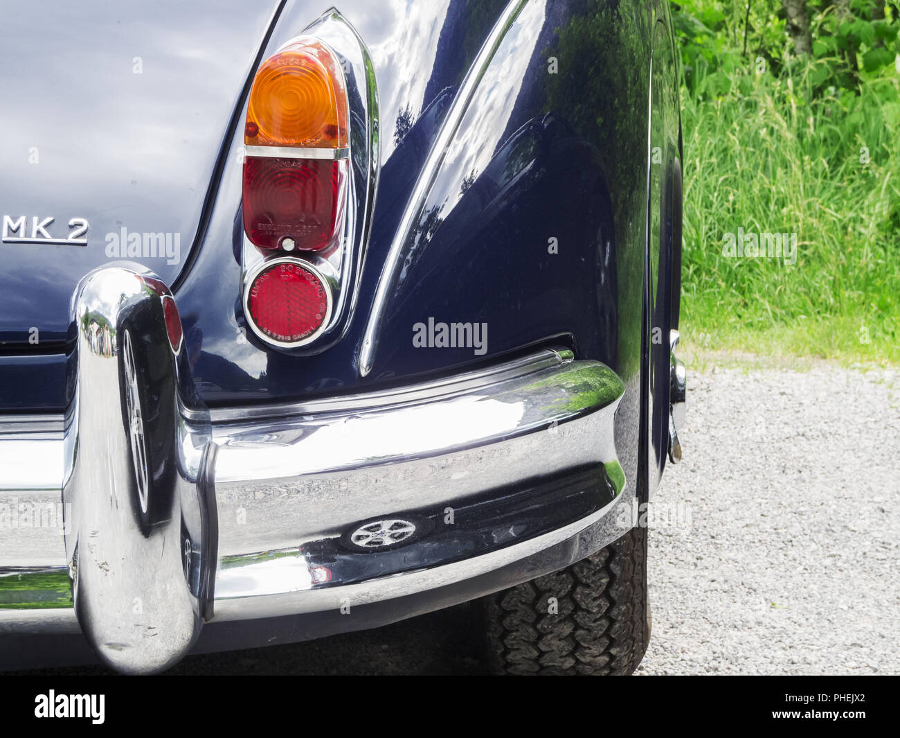 English classic car rear view Stock Photo - Alamy
