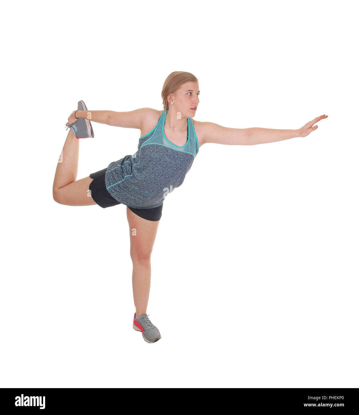 Woman stretching her body Stock Photo - Alamy