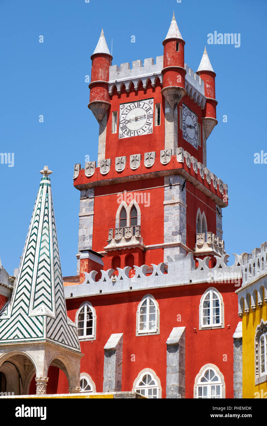 Clock tower of Pena Palace. Sintra. Portugal Stock Photo - Alamy
