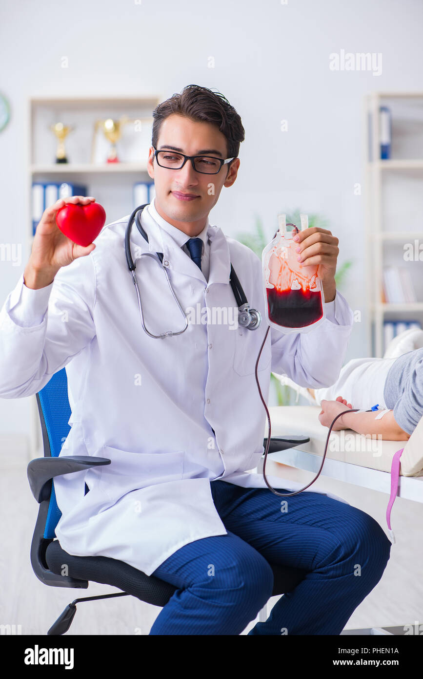 Patient getting blood transfusion in hospital clinic Stock Photo - Alamy