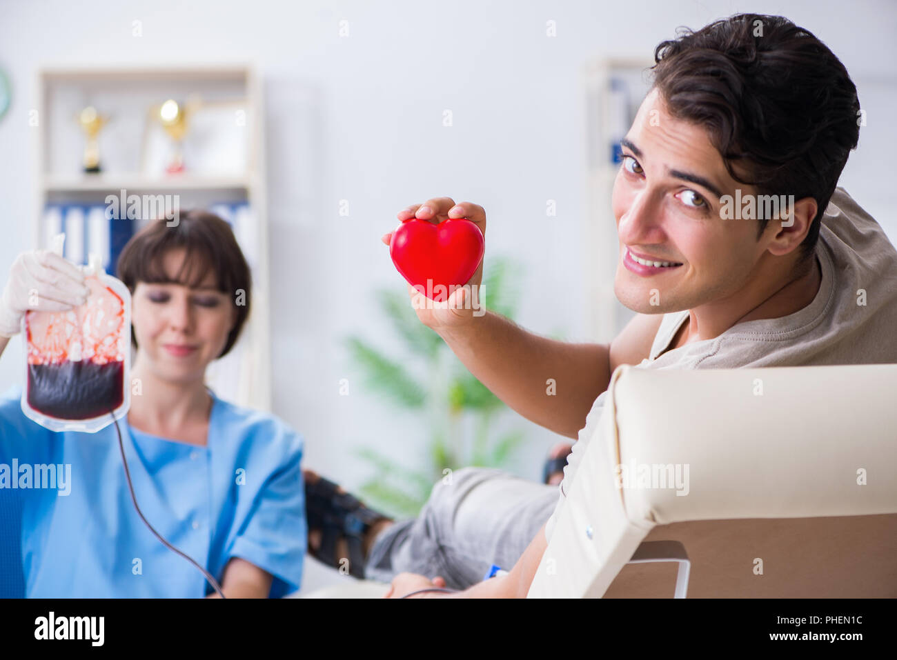 Patient getting blood transfusion in hospital clinic Stock Photo - Alamy