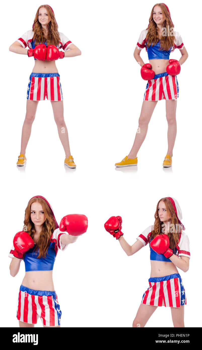 Woman boxer in uniform with US symbols Stock Photo - Alamy
