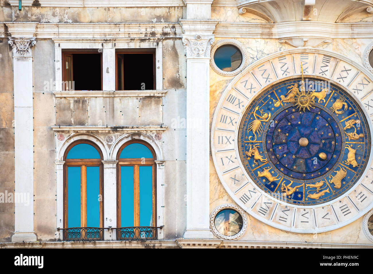Zodiac astronomical Clock Tower Stock Photo - Alamy