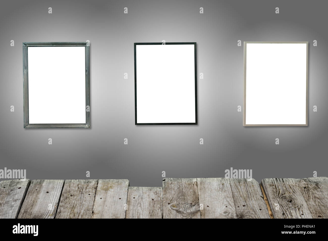 Three white isolated wooden frames Stock Photo - Alamy