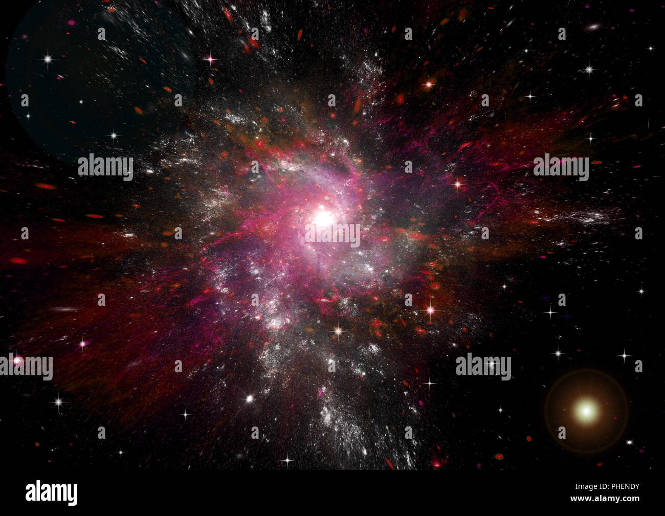 Stars, dust and gas nebula in a far galaxy Stock Photo - Alamy