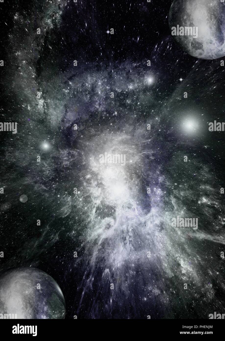 Stars, dust and gas nebula in a far galaxy Stock Photo - Alamy