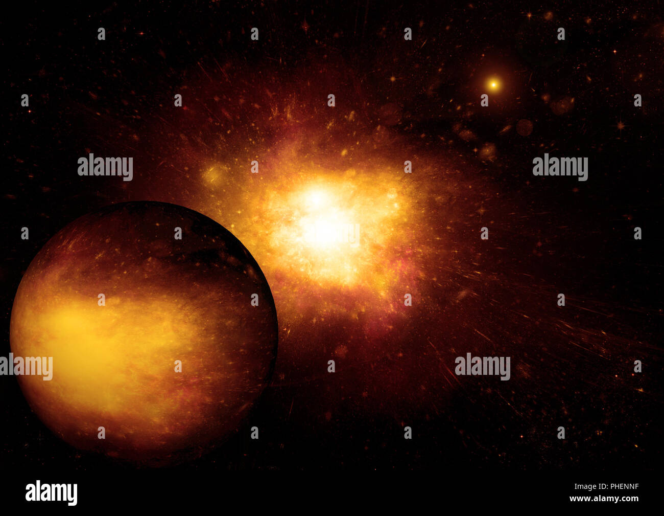 Stars, dust and gas nebula in a far galaxy Stock Photo - Alamy