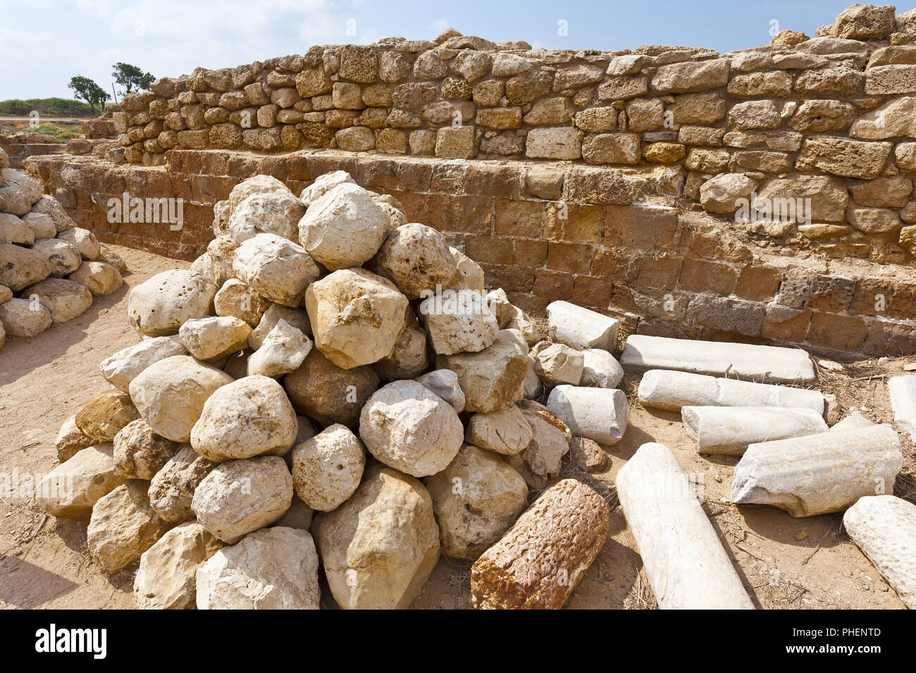 Ballista stones in the Apollonia in Israel Stock Photo - Alamy
