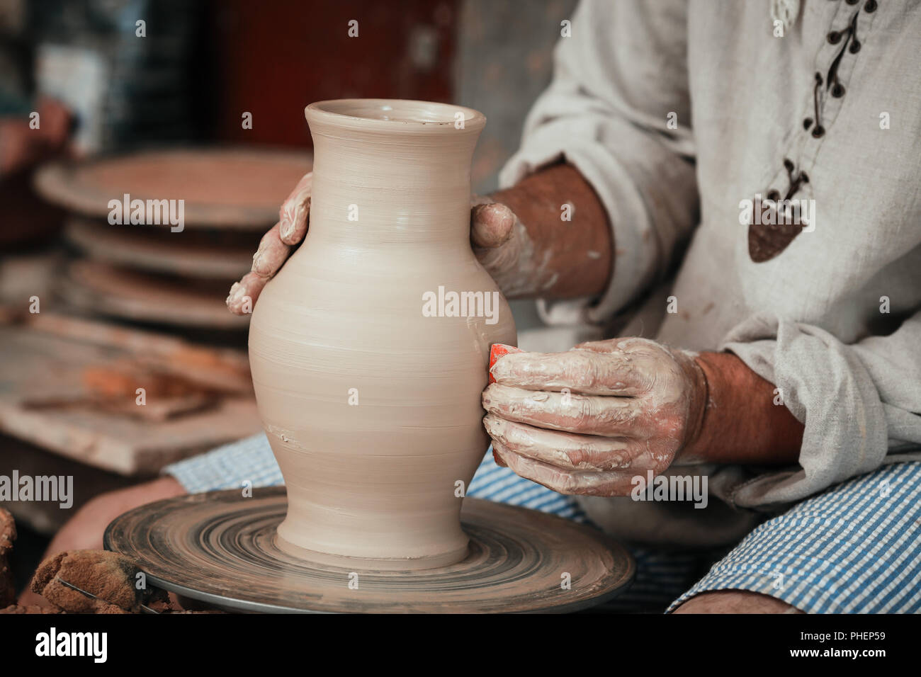 handicraft production of clay products Stock Photo - Alamy