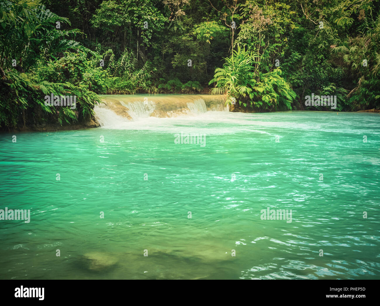 Tat Kuang Si Waterfalls. Beautiful landscape. Laos Stock Photo - Alamy