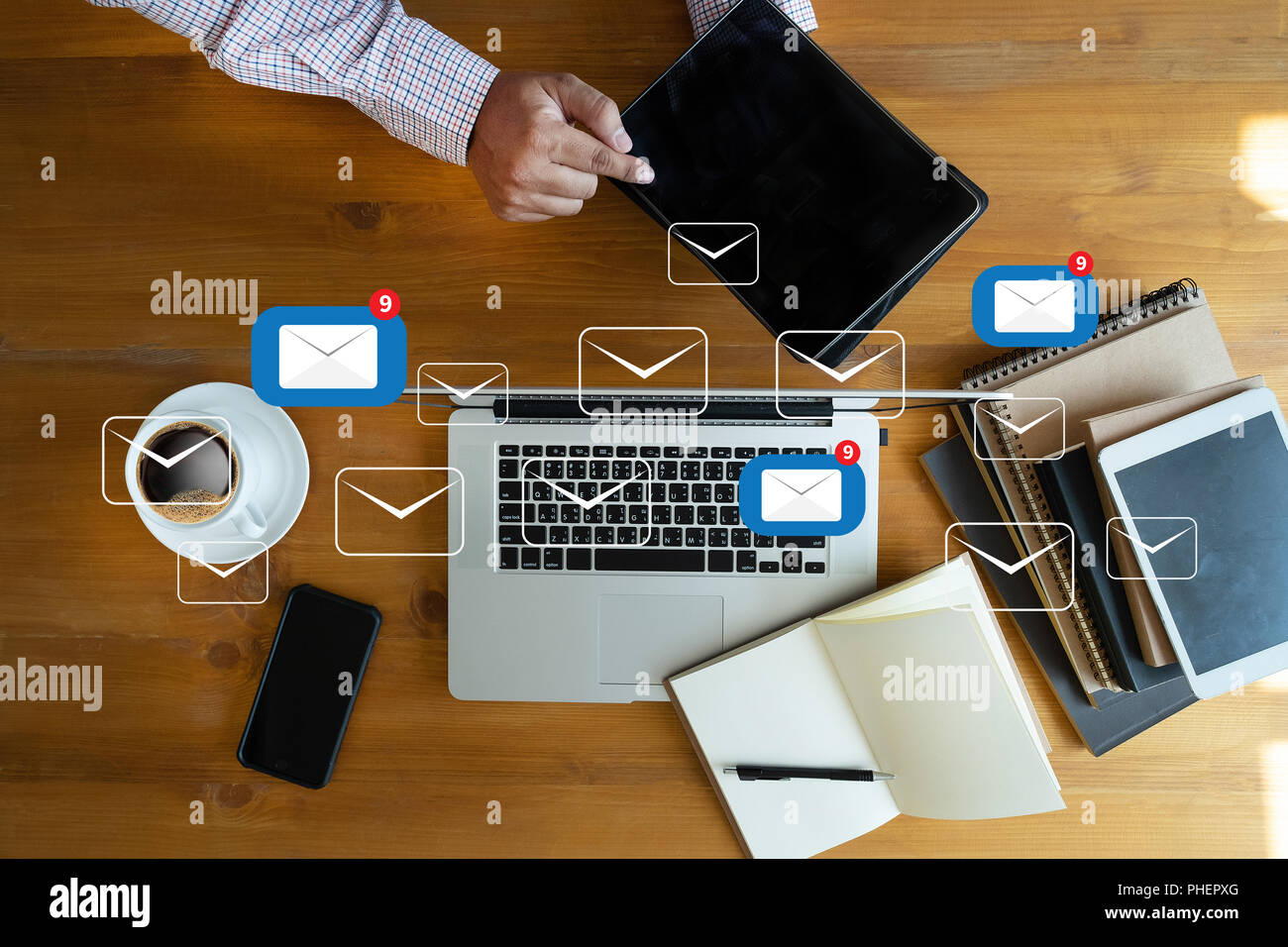 Mail Communication Connection message to mailing contacts phone Global ...