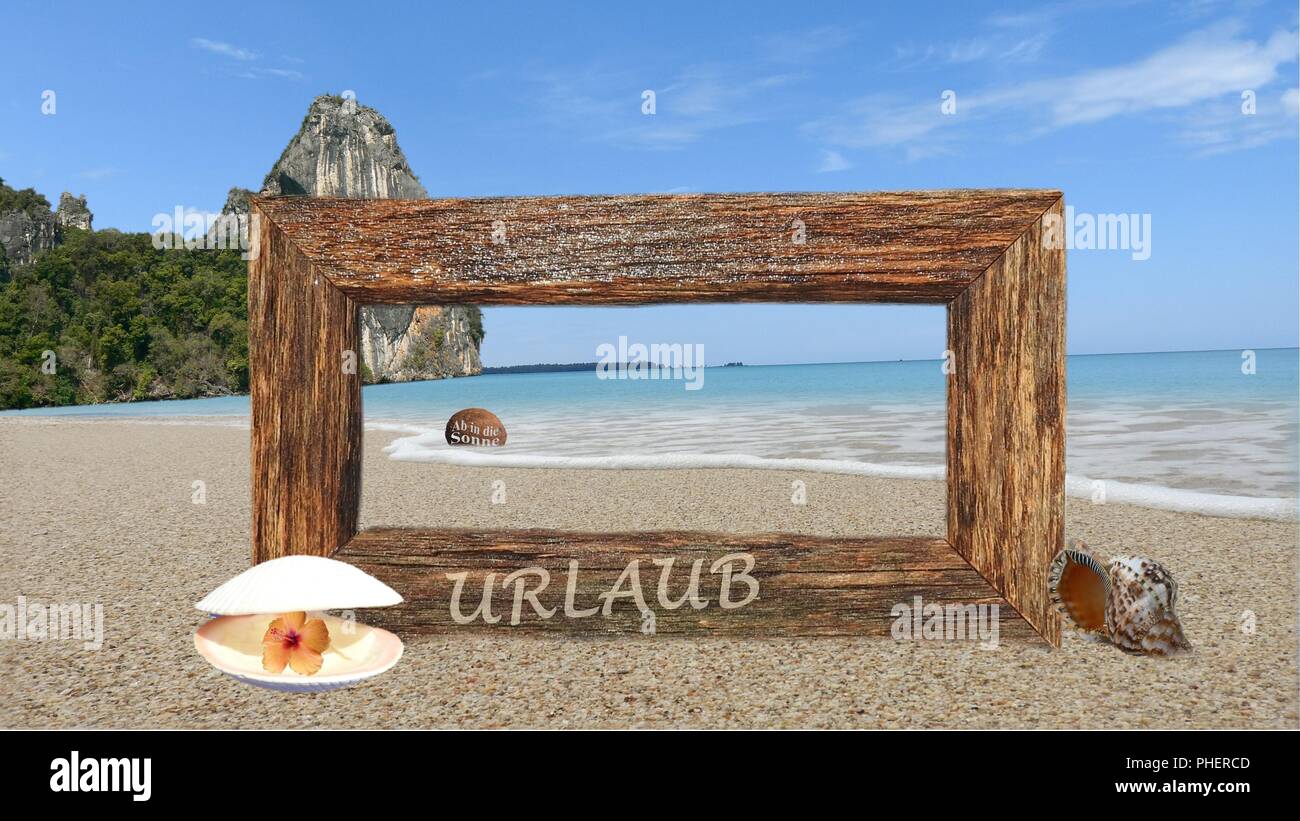 Wooden frame on the beach Stock Photo - Alamy