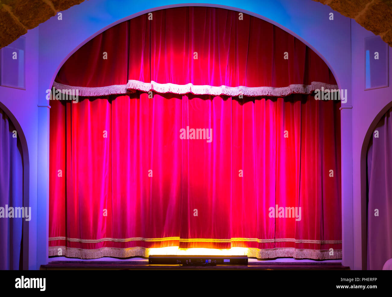 Theatre curtain on stage Stock Photo - Alamy