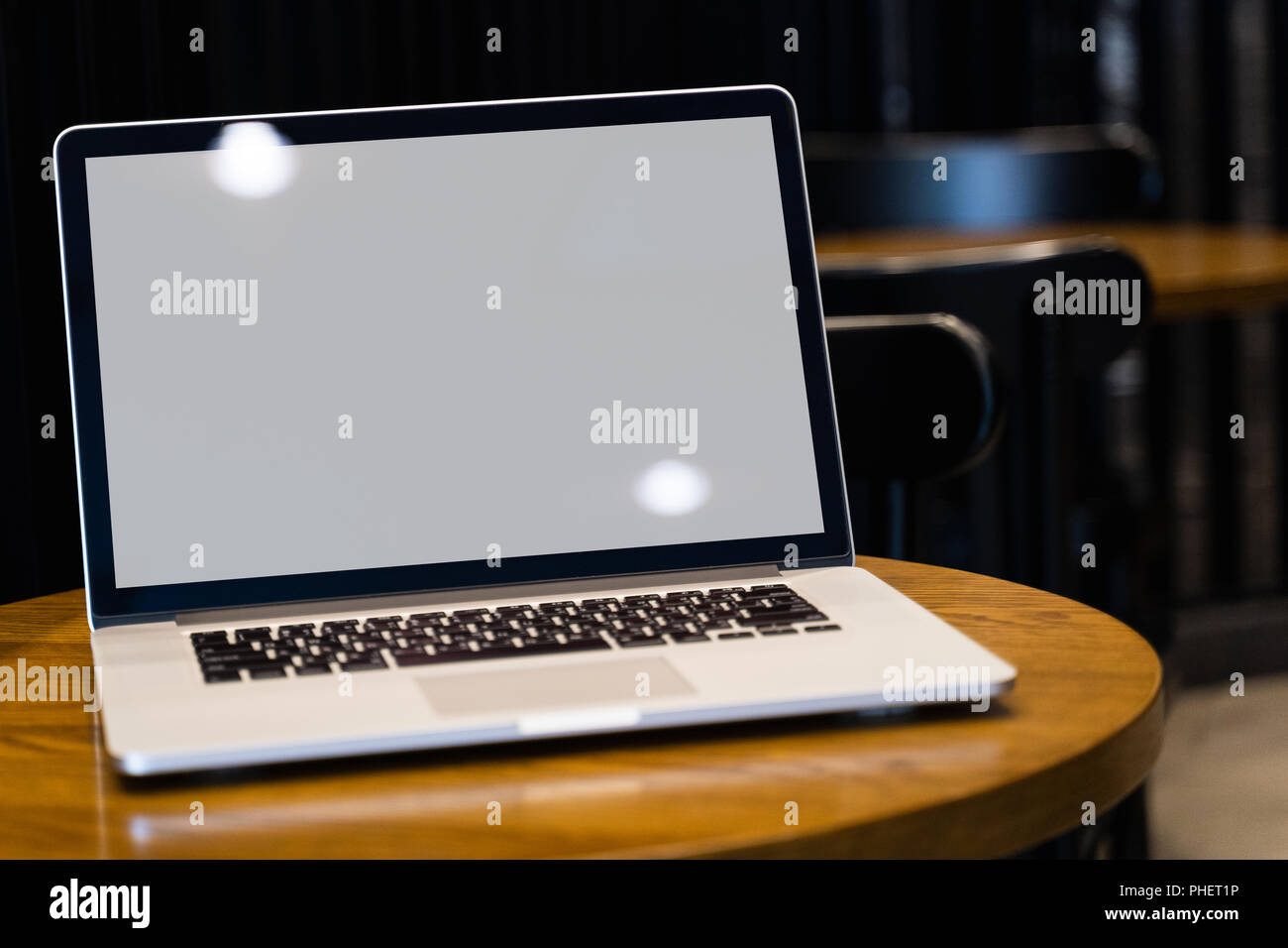 mock up Using laptop with blank screen computer modern Stock Photo - Alamy