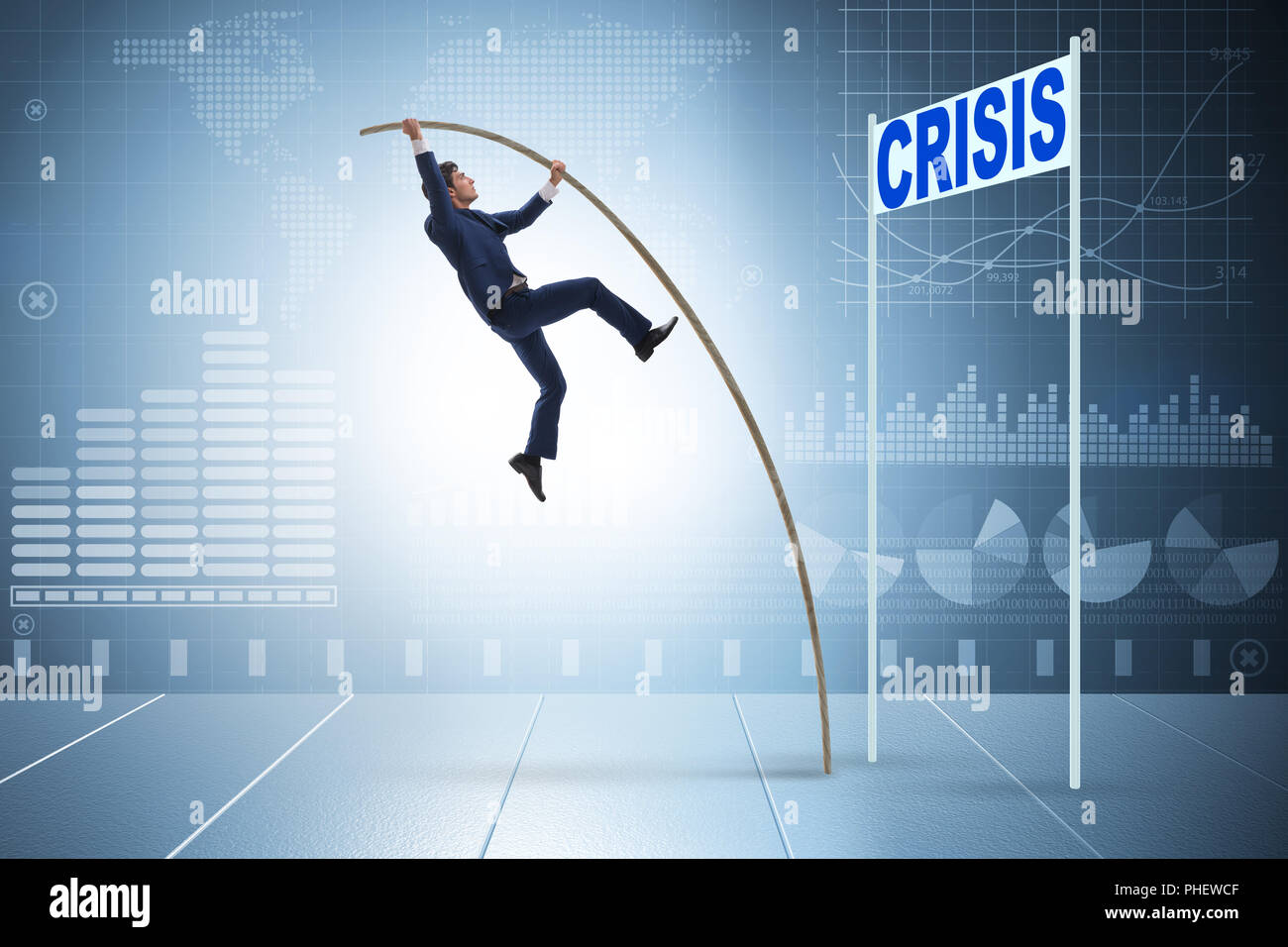 Businessman pole vaulting over hi-res stock photography and images - Alamy