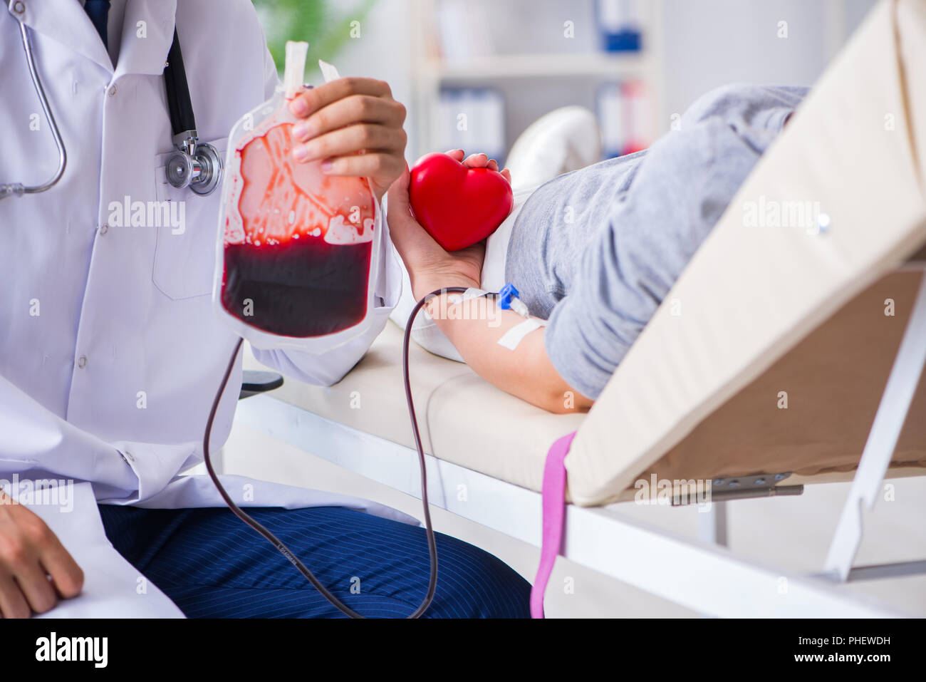 Patient getting blood transfusion in hospital clinic Stock Photo - Alamy