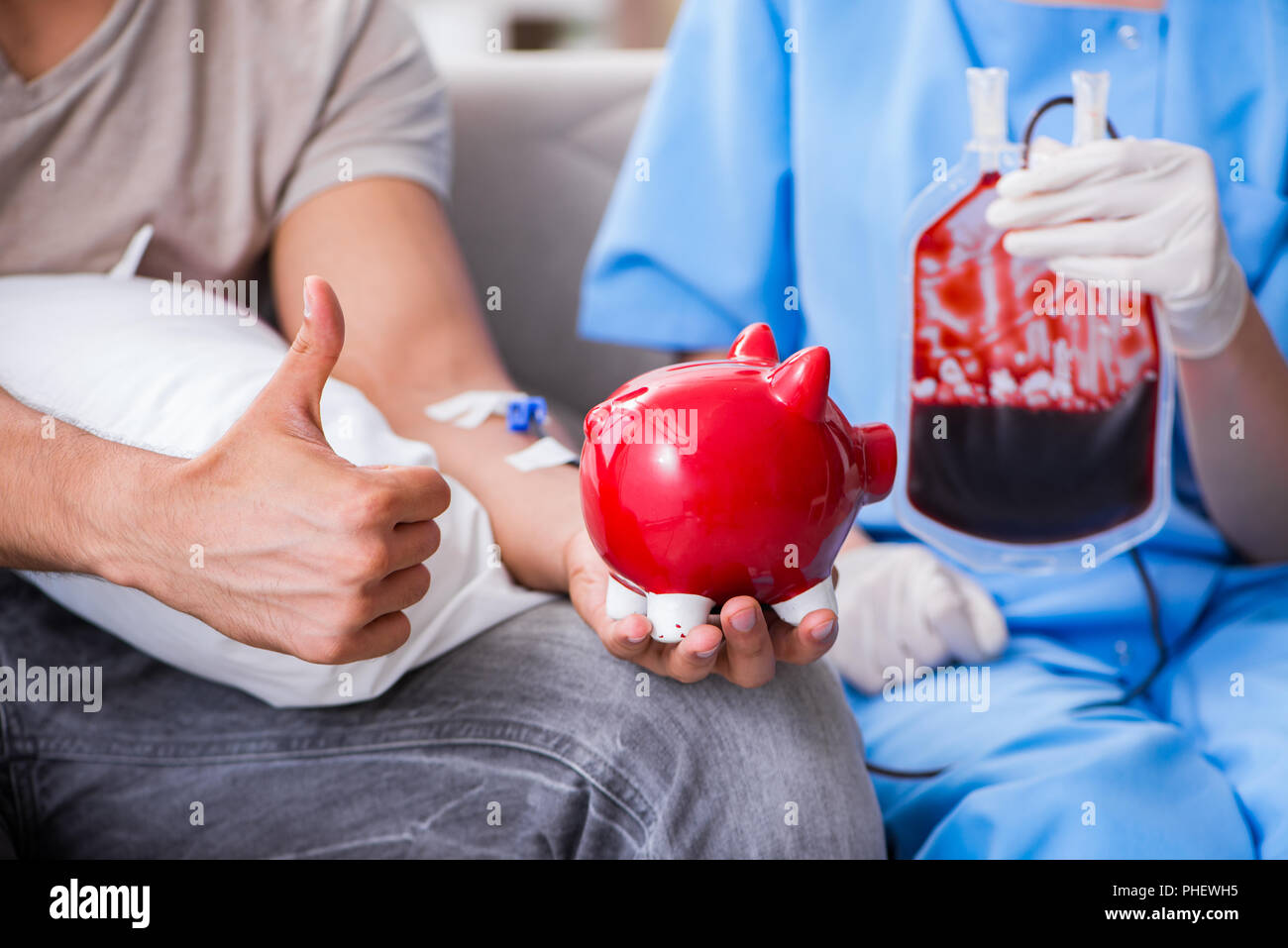 Patient getting blood transfusion in hospital clinic Stock Photo - Alamy