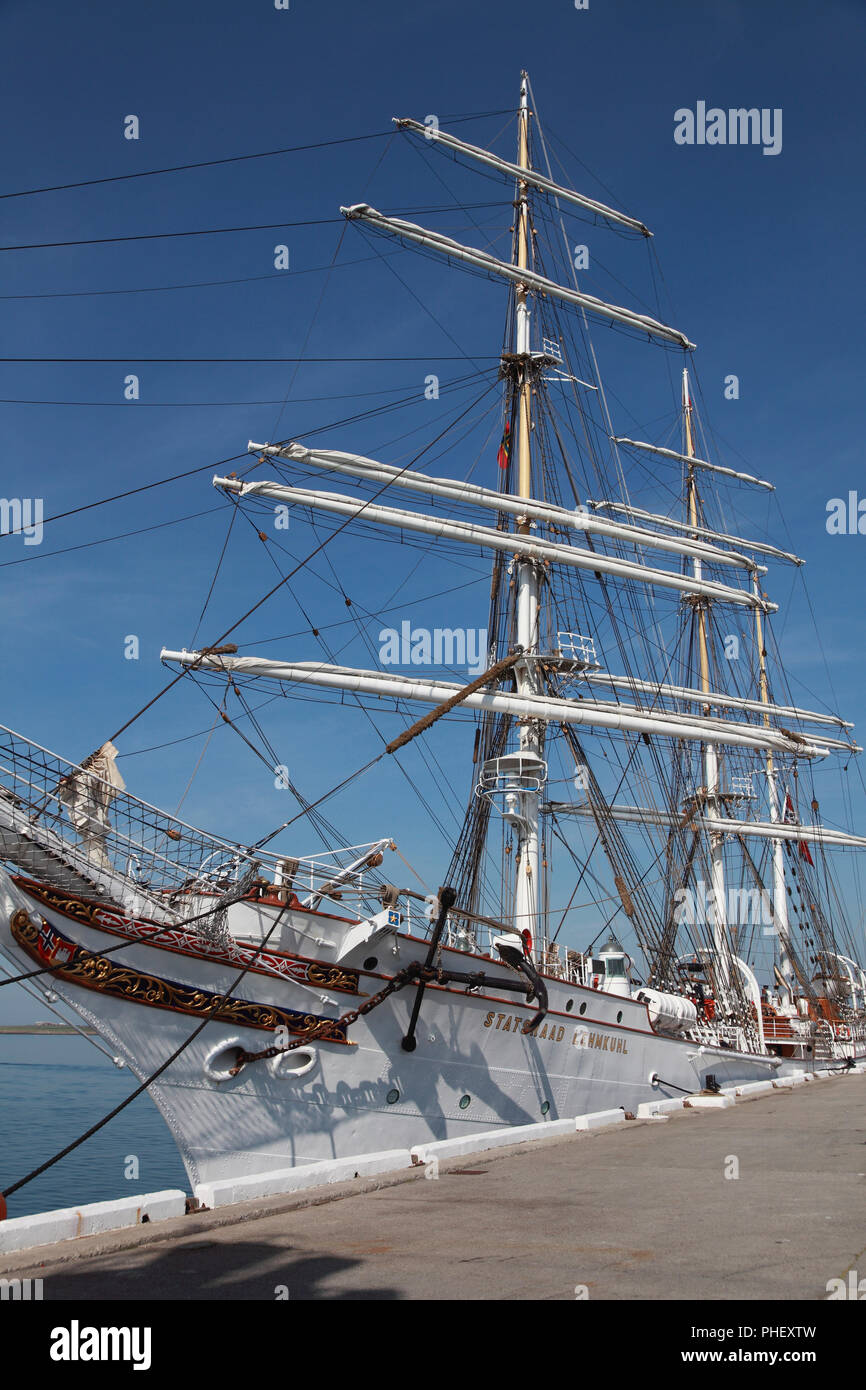 Starsraad Lehmkuhl, a three-masted barque, a rigged sail training ...