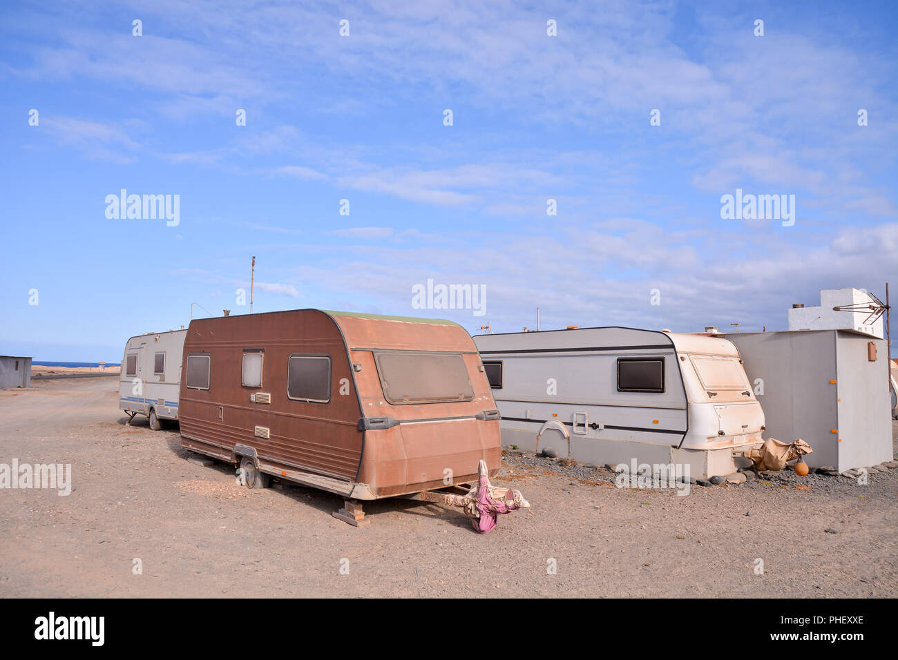 Caravan Park in the Desert Stock Photo - Alamy
