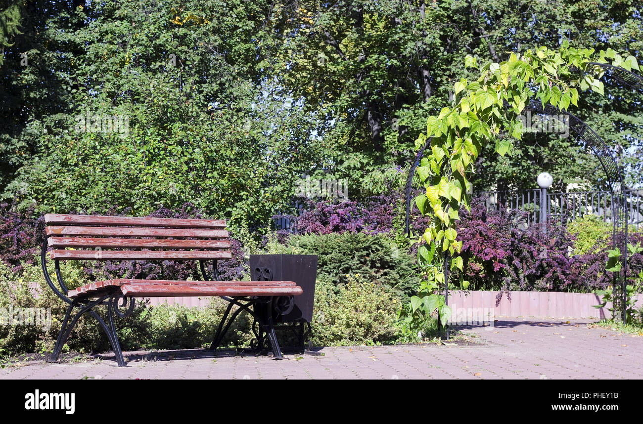 Wooden bench for rest Stock Photo - Alamy