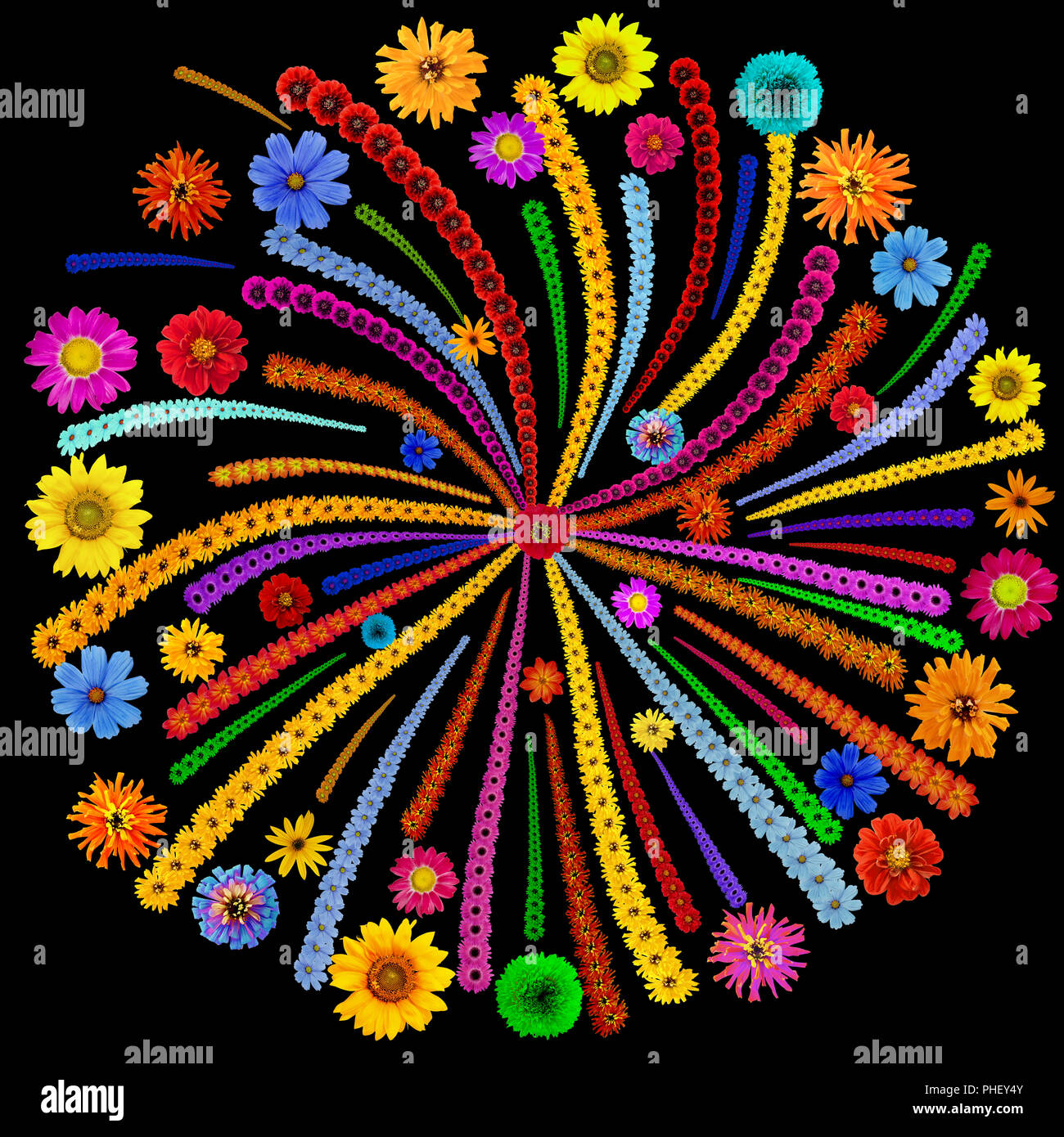 Fireworks mandala isolated on black Stock Photo - Alamy