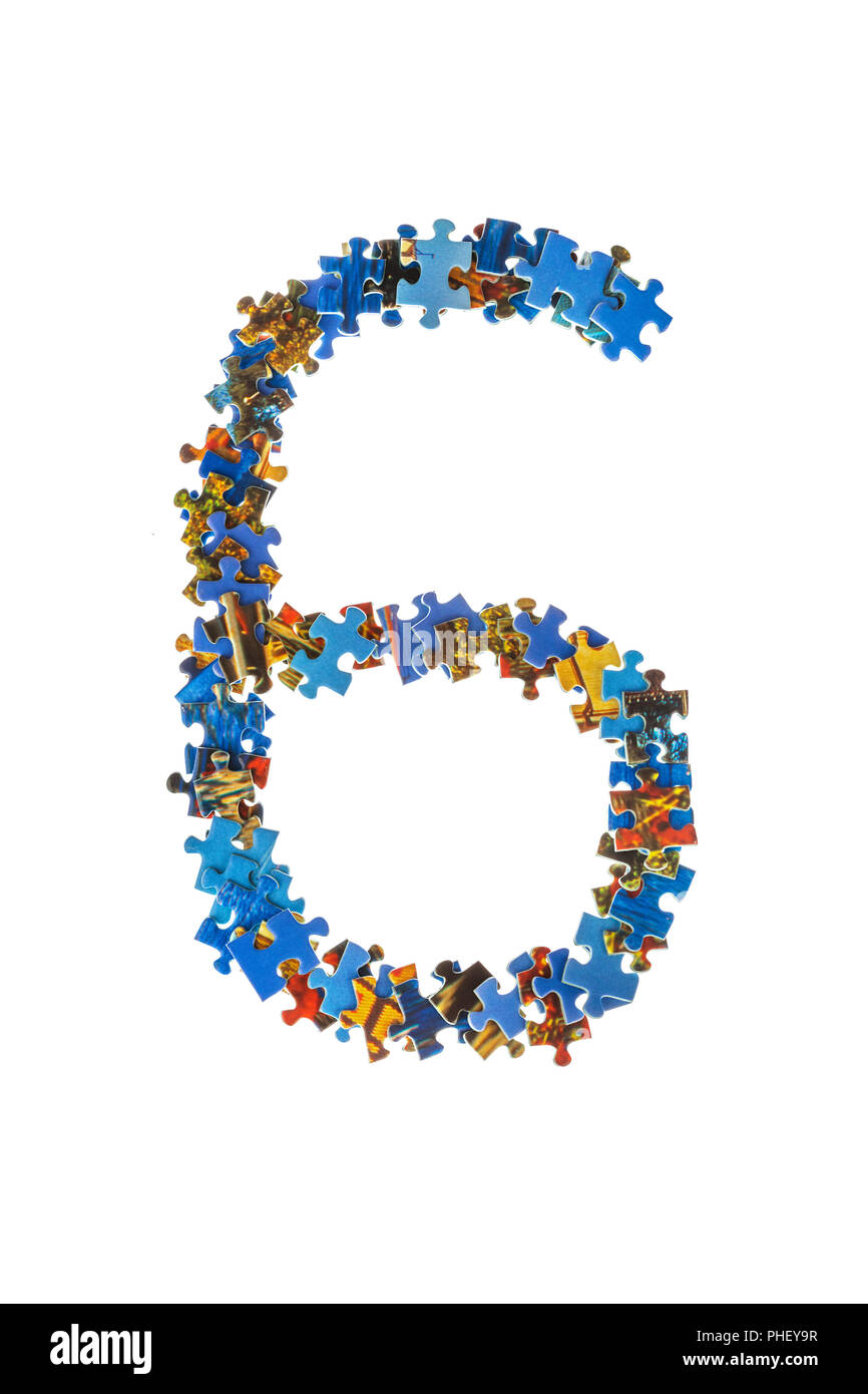 Number 6 made of puzzle pieces Stock Photo - Alamy