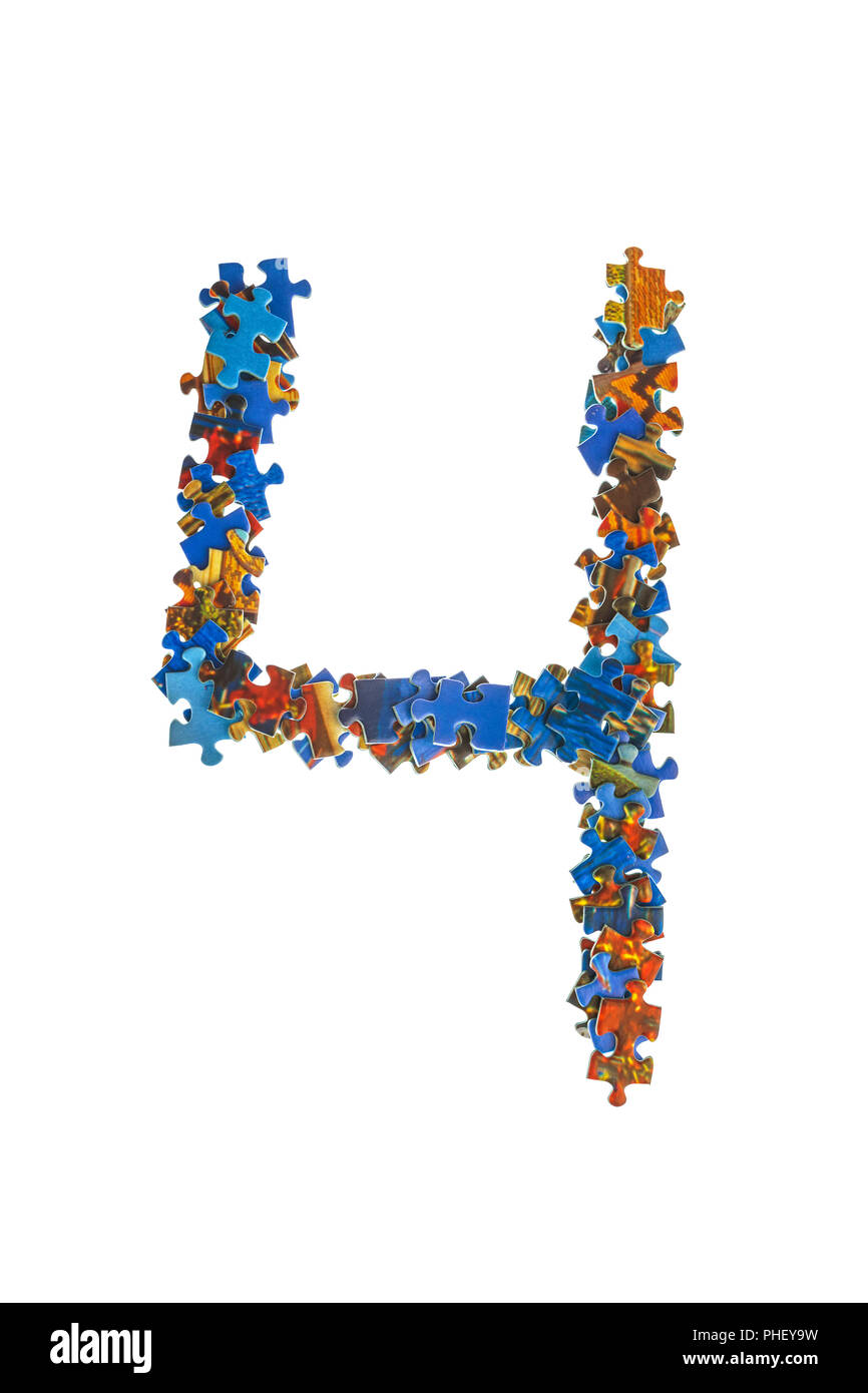 Number 4 made of puzzle pieces Stock Photo - Alamy