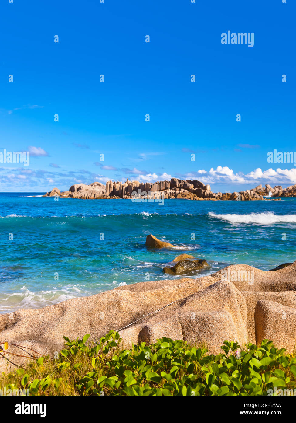 Tropical beach at Seychelles Stock Photo - Alamy