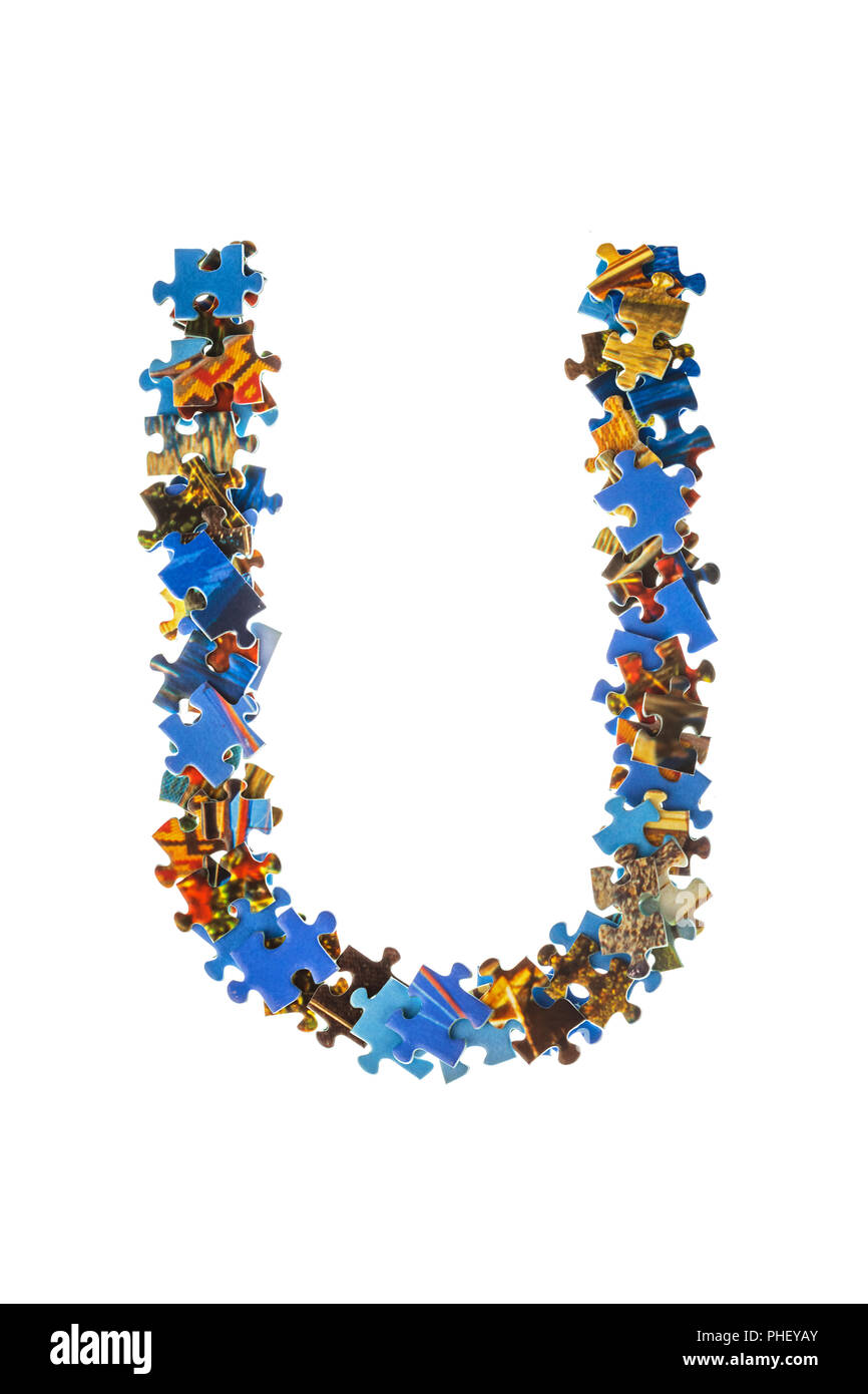 Letter U made of puzzle pieces Stock Photo - Alamy