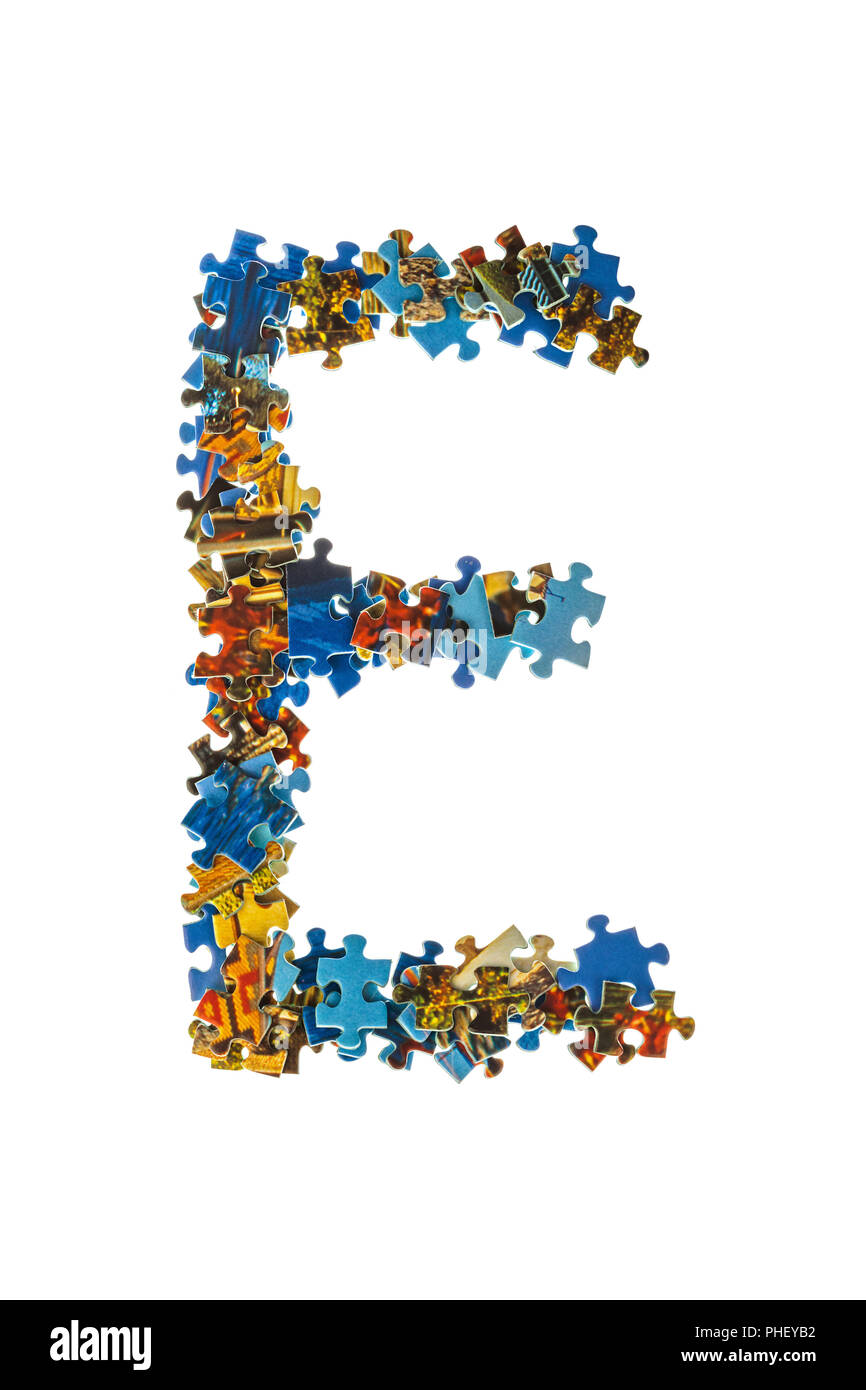 Letter E made of puzzle pieces Stock Photo - Alamy