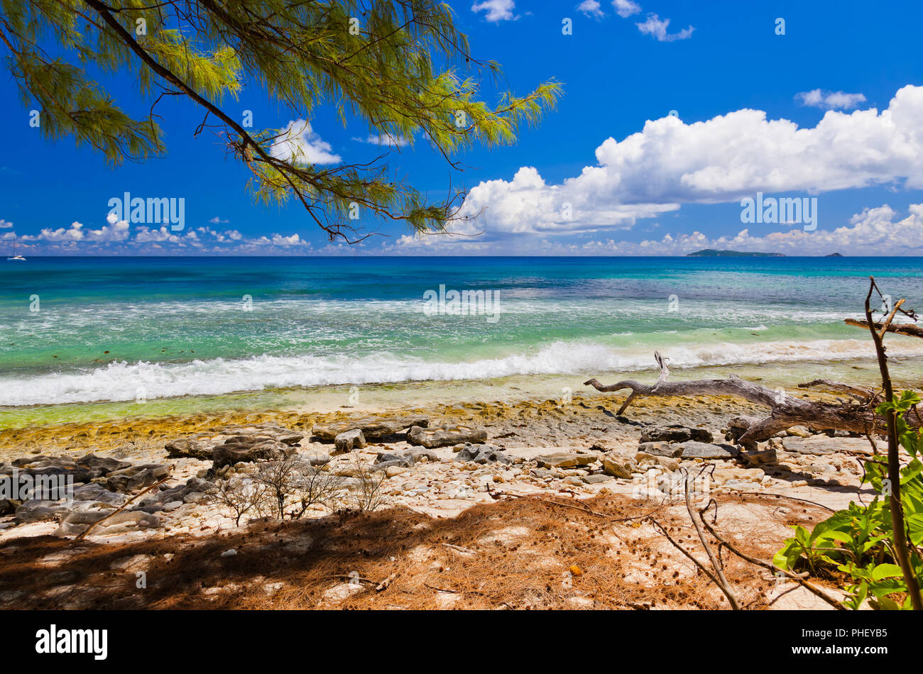 Tropical beach at Seychelles Stock Photo - Alamy