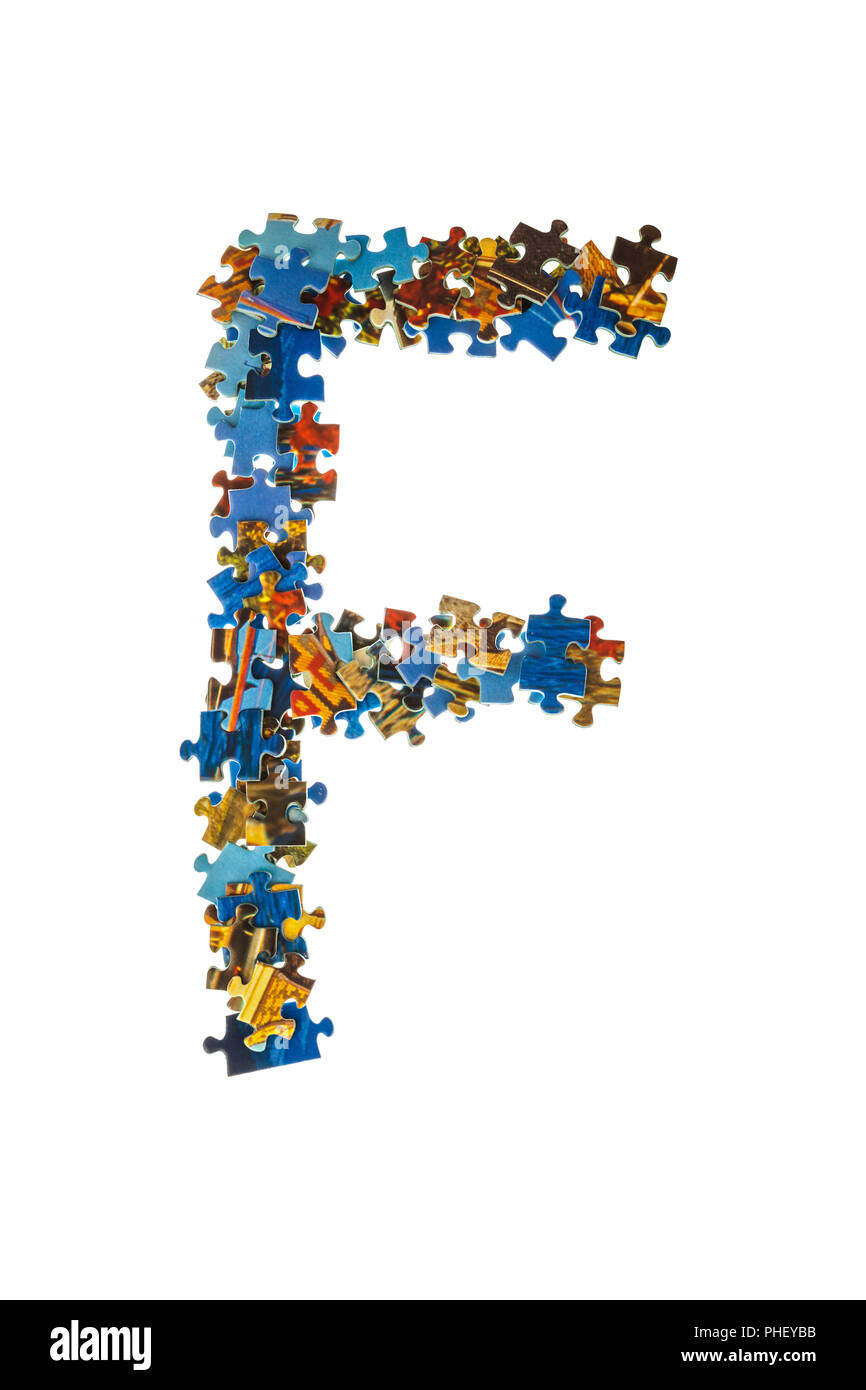 Letter F made of puzzle pieces Stock Photo - Alamy